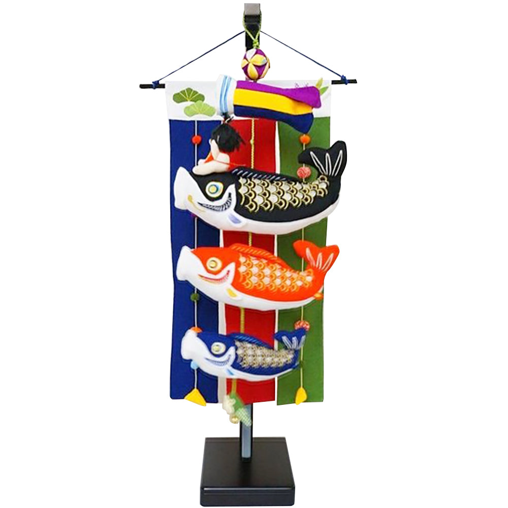 鯉ものがたり(のれん付) 75cm 金太郎付 五月 端午の節句 室内鯉飾り｜端午の節句 五月人形 鯉のぼりこいのぼり 兜 コンパクトでおしゃれかわいい モダン 人気 インテリア 木製 高級 室内飾り