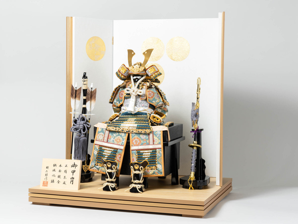 5号鎧 縹色｜五月人形 兜 鎧飾り 甲冑 コンパクトでおしゃれ おすすめ モダン 人気 インテリア 平飾り 木製 高級 端午の節句